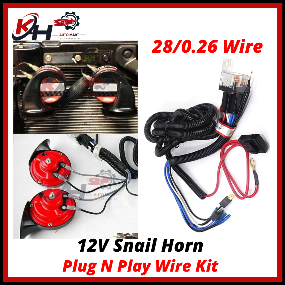 28/0.26MM Wire Tebal Plug&Play HORN WIRING Harness Relay Kit Set For ...
