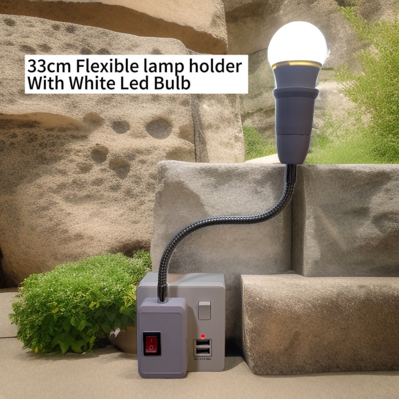 12” 33cm 13A Flexible Lamp Light Holder 3pin Plug Top E27 Bendable ...