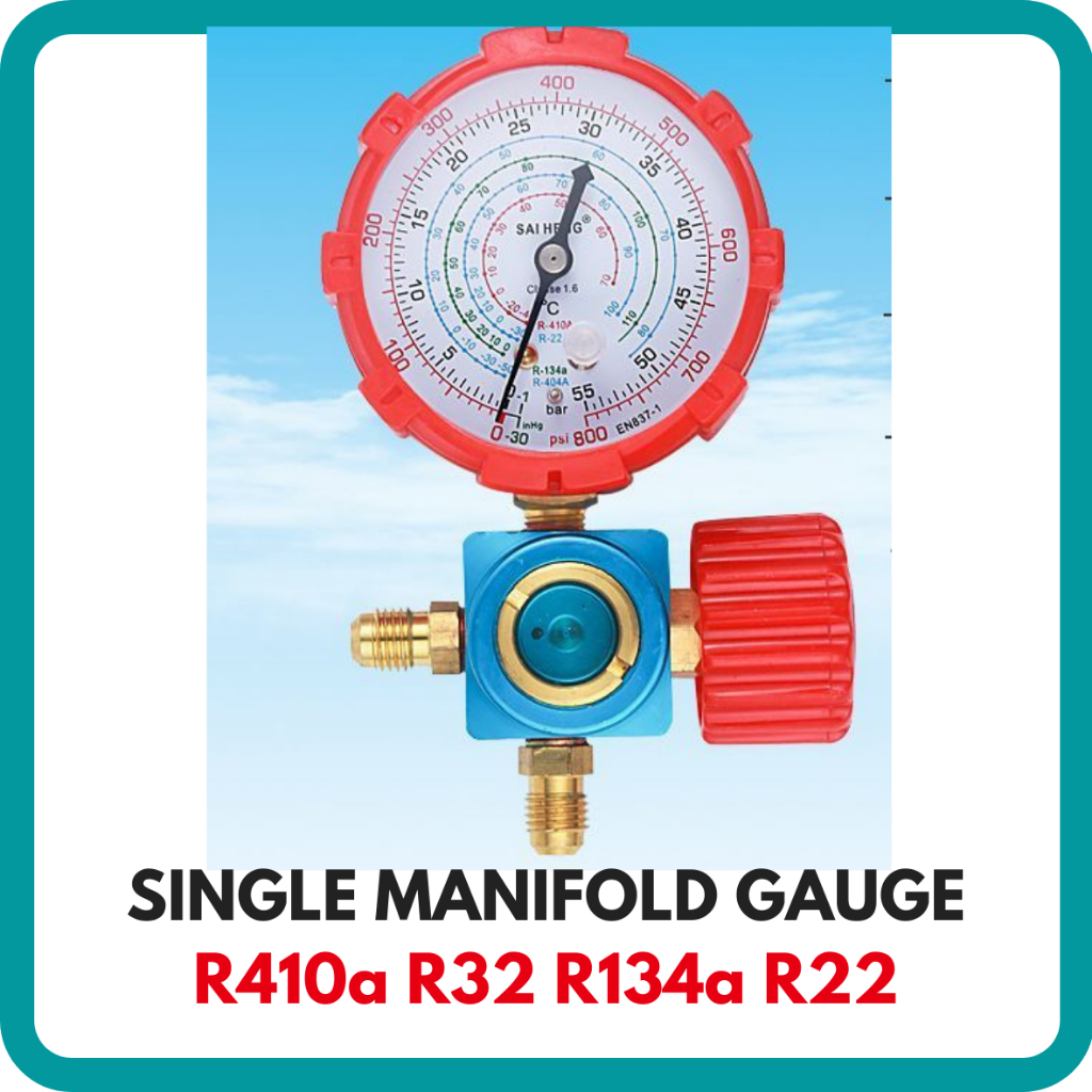 Manifold Gauge GAS METER High Pressure Single Gauge for R410a/R32/R134a/R22/R404/R407 Air ...