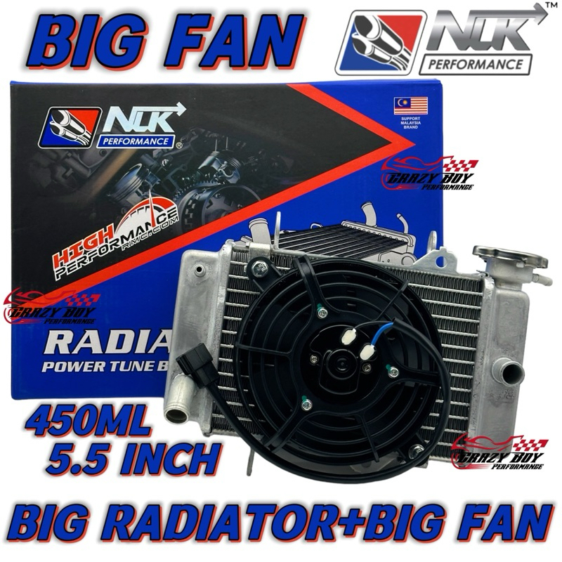NLK PERFORMANCE RACING RADIATOR 450ML KIPAS BESAR 5.5 INCH PNP Y15ZR V1 ...