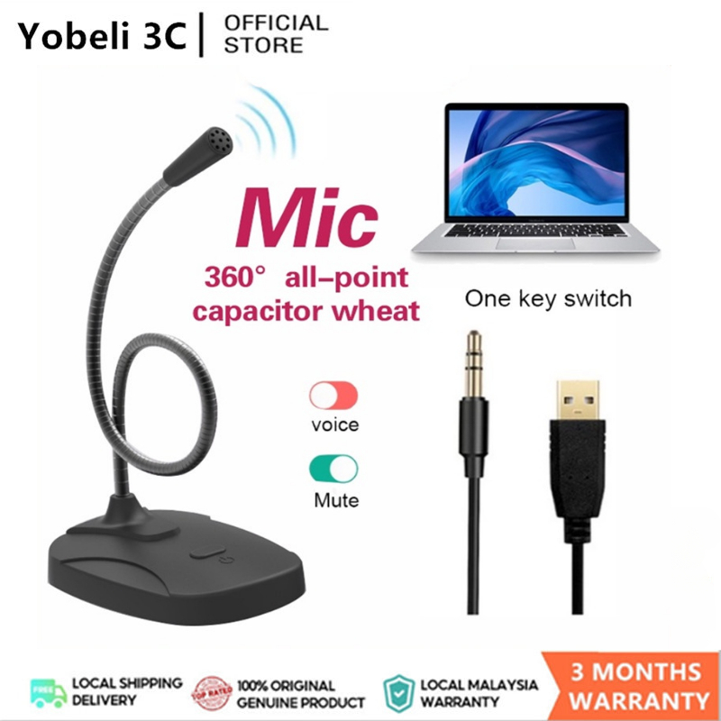 USB Desktop Microphone PC Computer Mic Gaming Chatting Online Class 3 ...