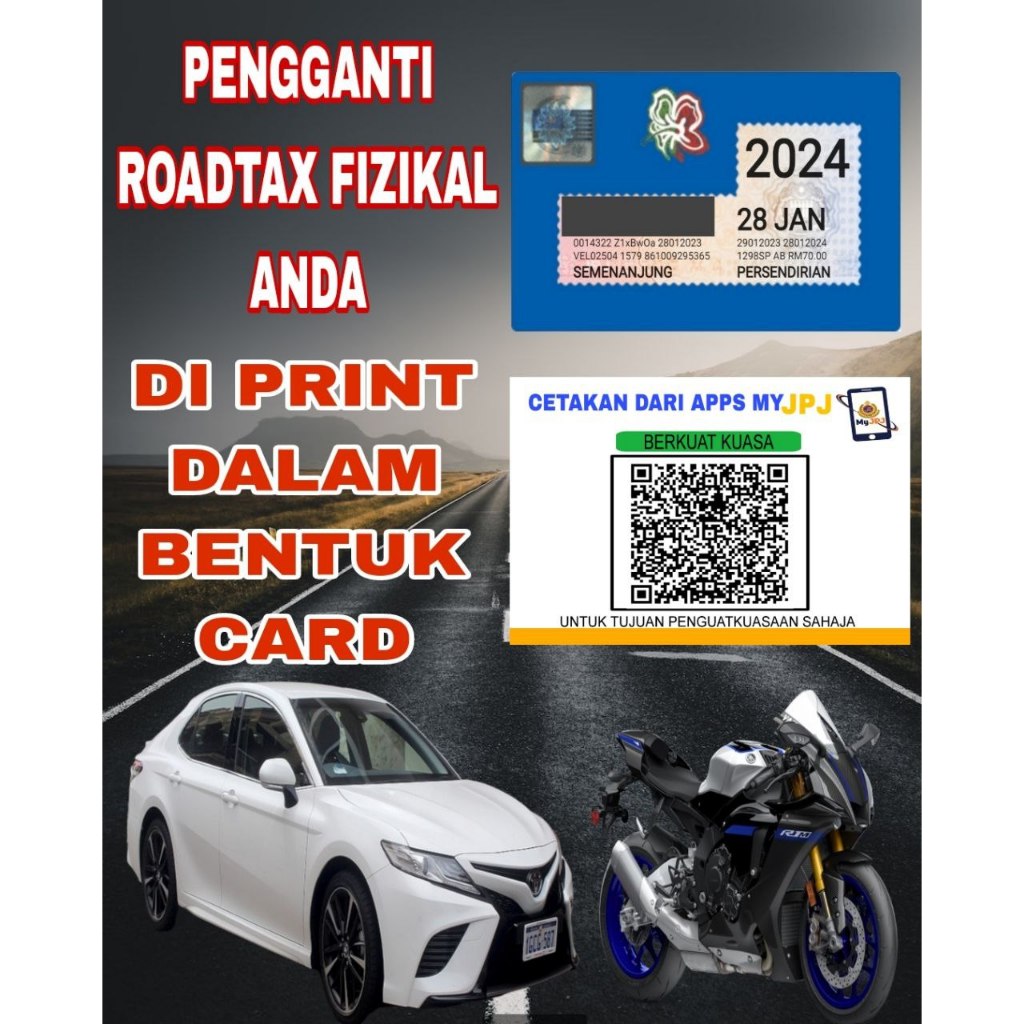 🔥Printing🔥Digital Roadtax / Lesen / JPJ QR Code / kereta motorsikal ...