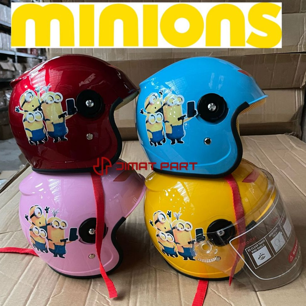 Kids Helmet Junior Minion Cartoon With Clear Visor For 3-12 Years Old ...