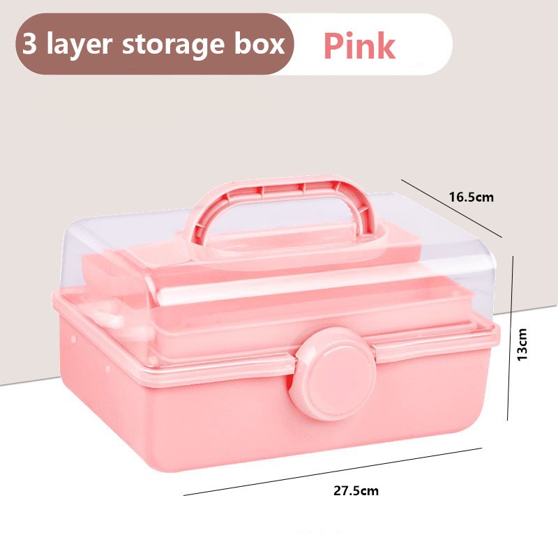 Multipurpose Tool Box 3-Layer Storage Box Folding Tool Stationery Art ...