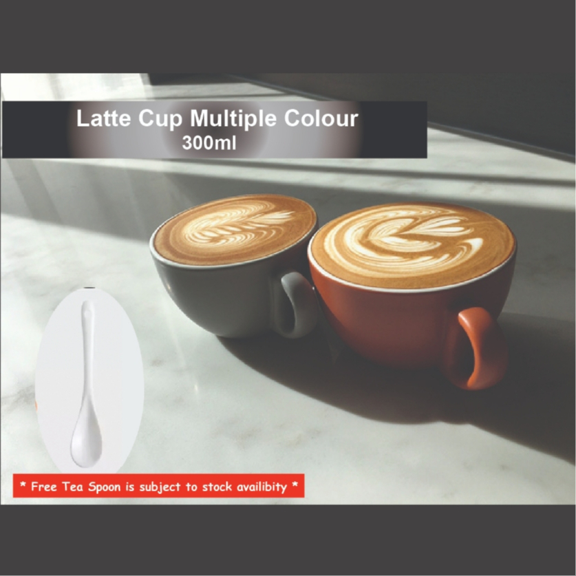 (Ready Stock)Coffee Espresso 300ml Latte Cup Ceramic Thick with Saucer Multi Glossy Color Matt ...