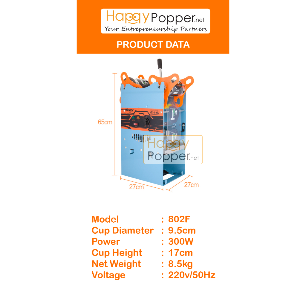 Happypopper Commercial Cup Sealer Machine Manual Electric WY-802D WY-802F Bubble Tea Cup Sealer ...