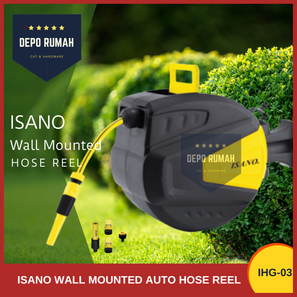 ISANO 10M & 20M Wall Mounted Automatic Reel Retractable Water Hose Reel ...
