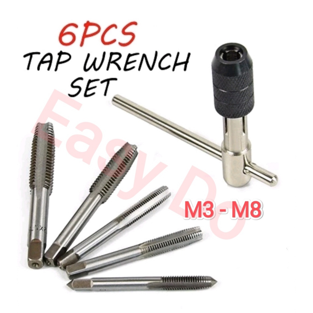 6Pcs Tap Wrench Set M3 M4 M5 M6 M8 Metric Screw Tap T-Shaped Wrench ...
