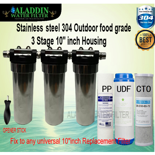 10" 3 Stage Stainless Steel Outdoor Water Filter Housing PP/UDF/CTO ...