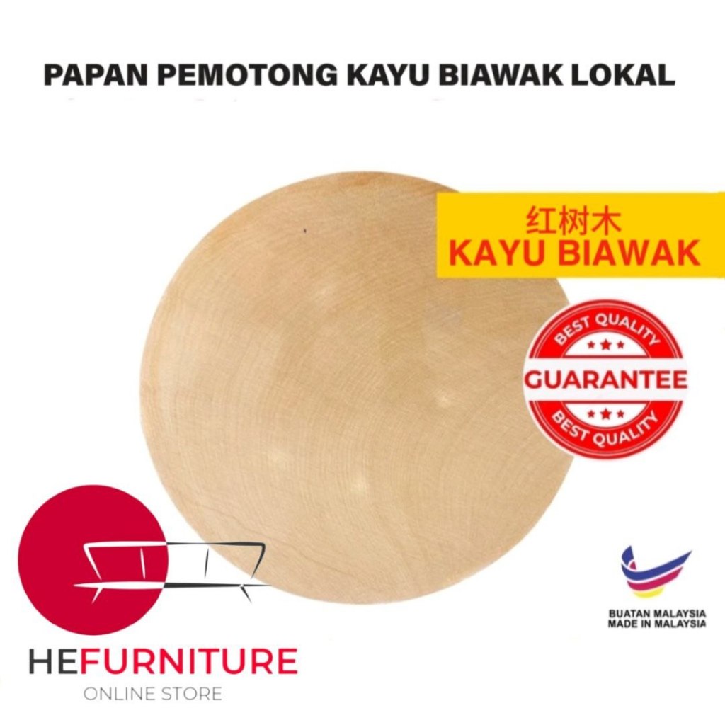 Thick Natural Solid Wood Chopping Board Cutting Board/ Papan Pemotong ...