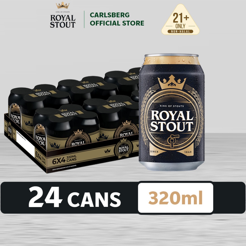 Royal Stout Can Danish Stout Beer 5.5% Alcohol (320ml x 24) | Shopee ...