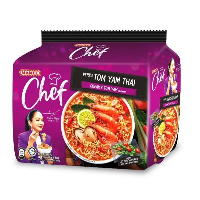 MAMEE CHEF Packs Noodles 4PCS- SPICY CHIC, LAKSA CURRY ,LONTONG ,CREAMY ...