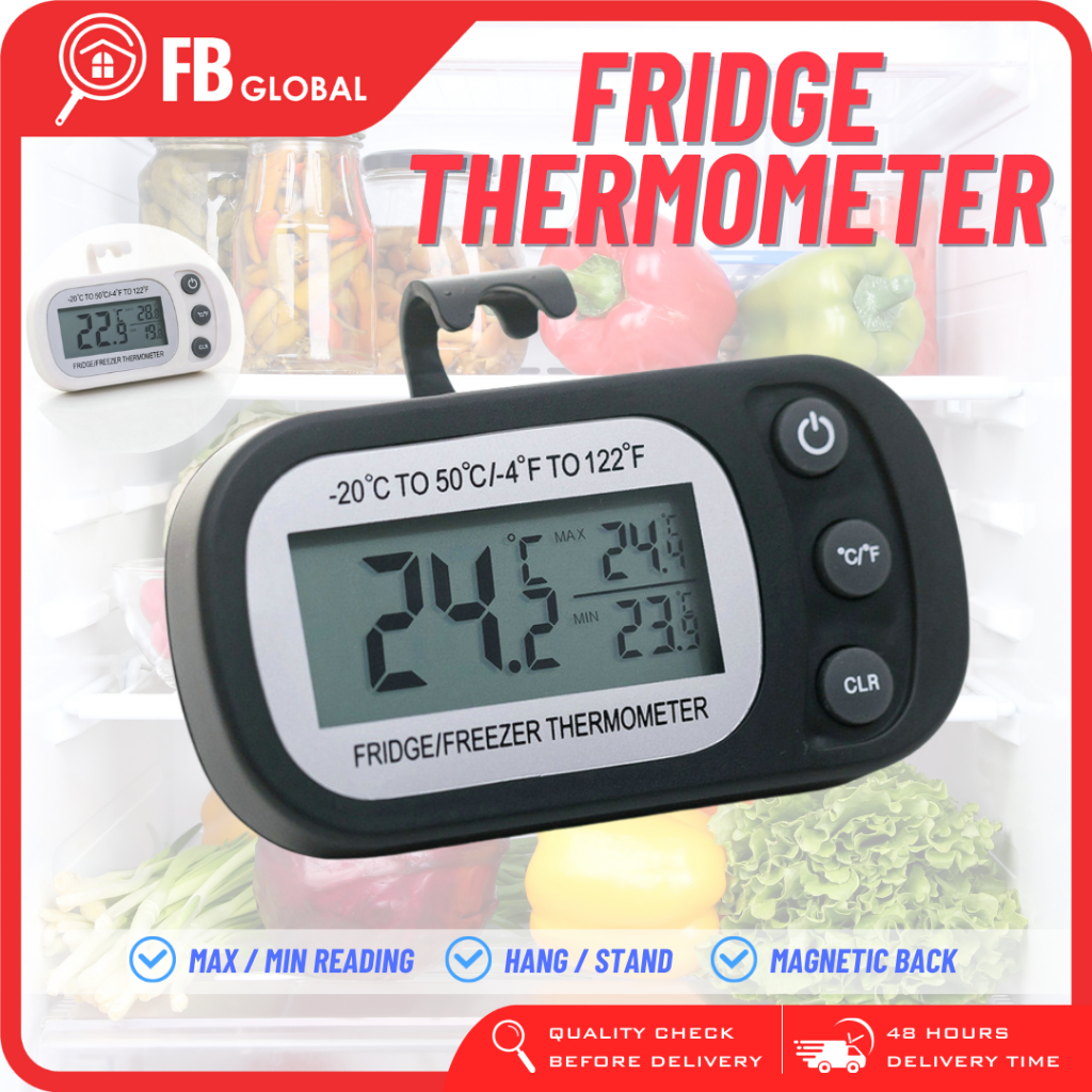 Digital Fridge Thermometer Monitor Kitchen Freezer Thermometer Chiller ...