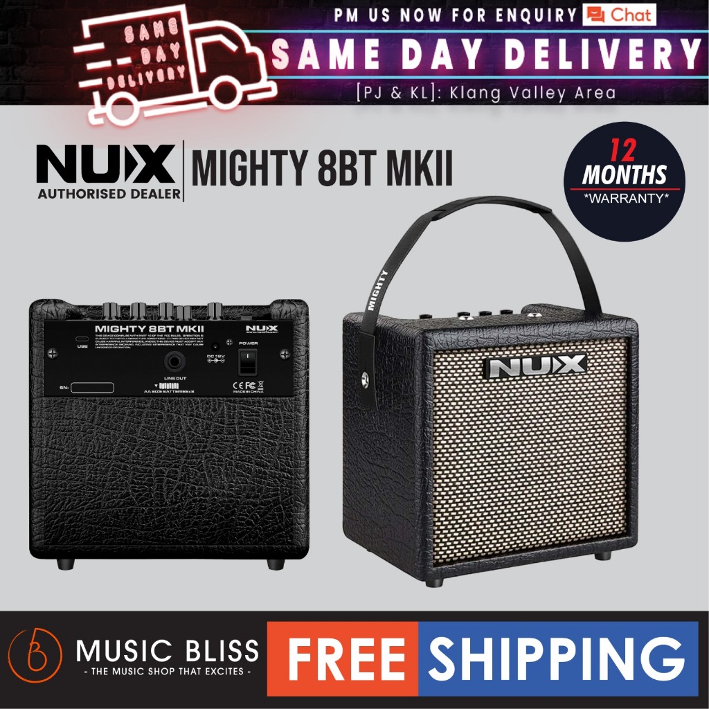 NUX Mighty 8BT MKII 8-watt Portable Electric Guitar Amplifier with ...