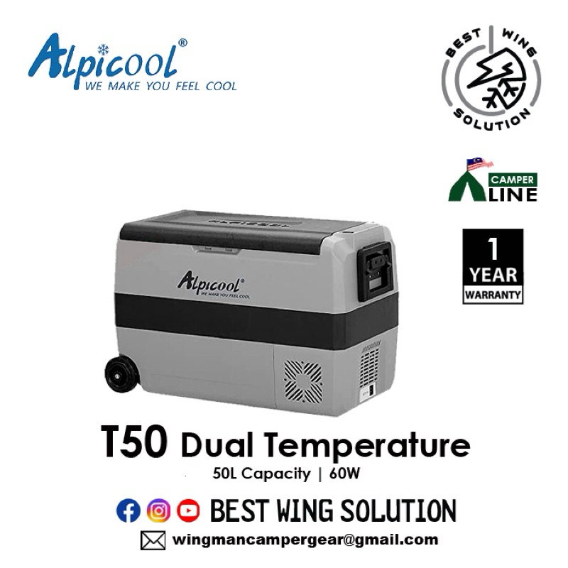 Alpicool T50/60 Dual Zone Portable Fridge 12V/24V I DC Camping Fridge ...