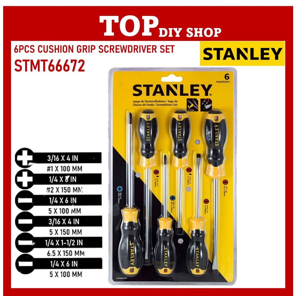 Stanley 6 Piece Cushion Grip Screwdriver Set STMT66672 | Shopee Malaysia