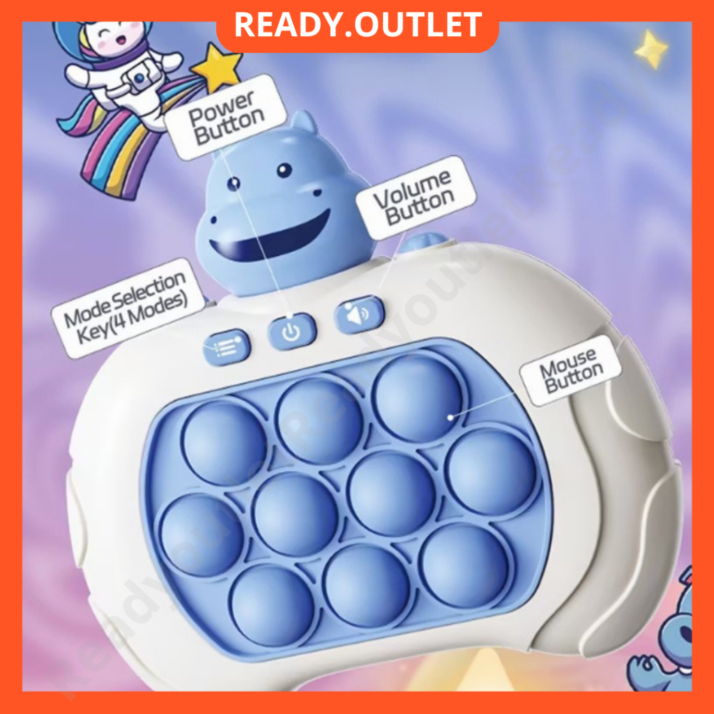 200 LVL Hippo Quick Push Pop It Game Children Educational Toys Whack-A ...