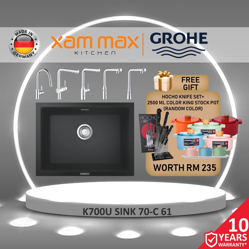 GROHE K700U 70-C 61 Composite Kitchen Sink Sinki Dapur with Waste ...