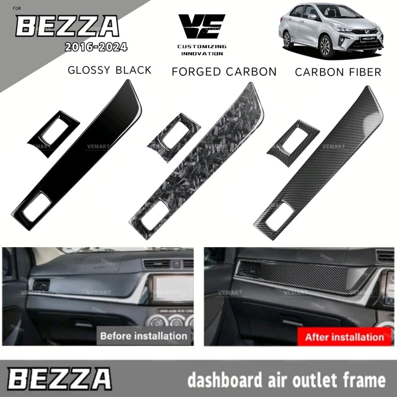 Vemart Perodua bezza 2019-2022 carbon fiber dashboard air outlet frame ...