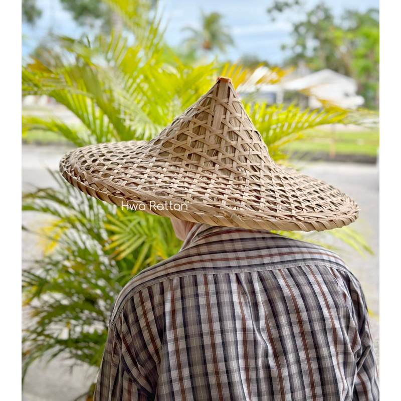 Topi besar topi buluh gardening brim hat padi bamboo daun woven ...
