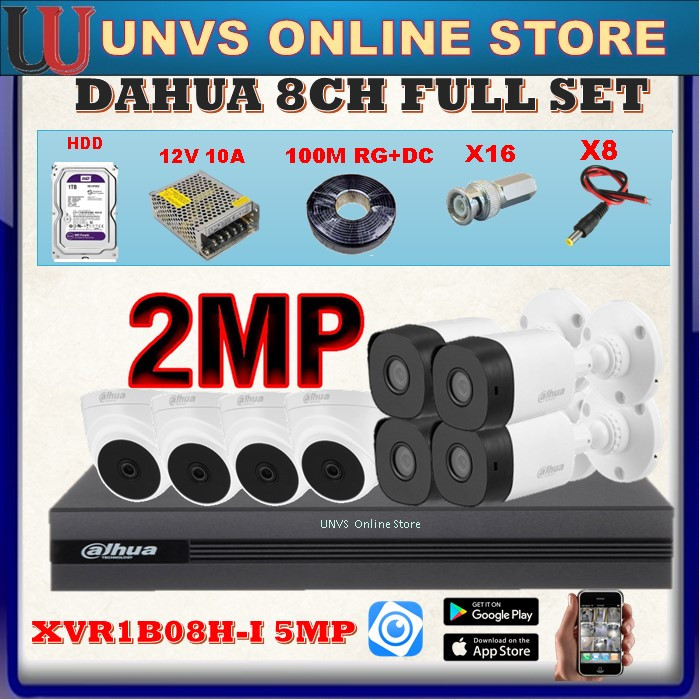 DAHUA XVR 2.0MP dvr 8CH 8-CHANNEL dahua 2MP SET CCTV FULL Package (DVR ...