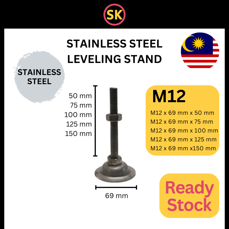 M12 STAINLESS STEEL LEVELING STAND WITH NUT/LEVELING MOUNT/LEVELING ...