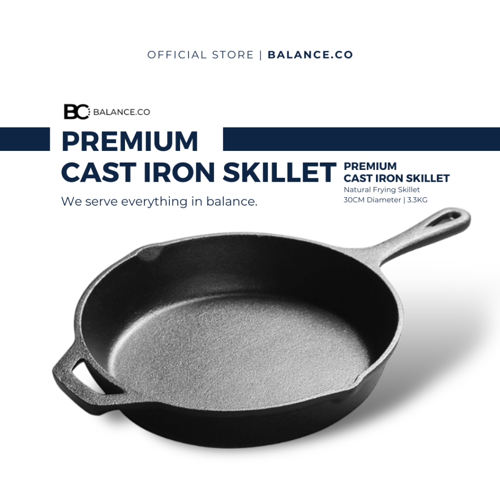 30CM Balance.co Premium Pre-Seasoned Cast Iron Skillet Frying Pan ...