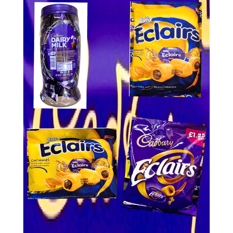 CADBURY CHOCOLATE CANDY 405g (90 pcs)👉🏽ECLAIRS CARAMEL 300g&1kG ...