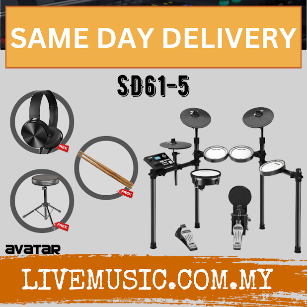 AVATAR SD61-5 8-Piece Mesh Kit Electric Drum Set With Drum Throne ...