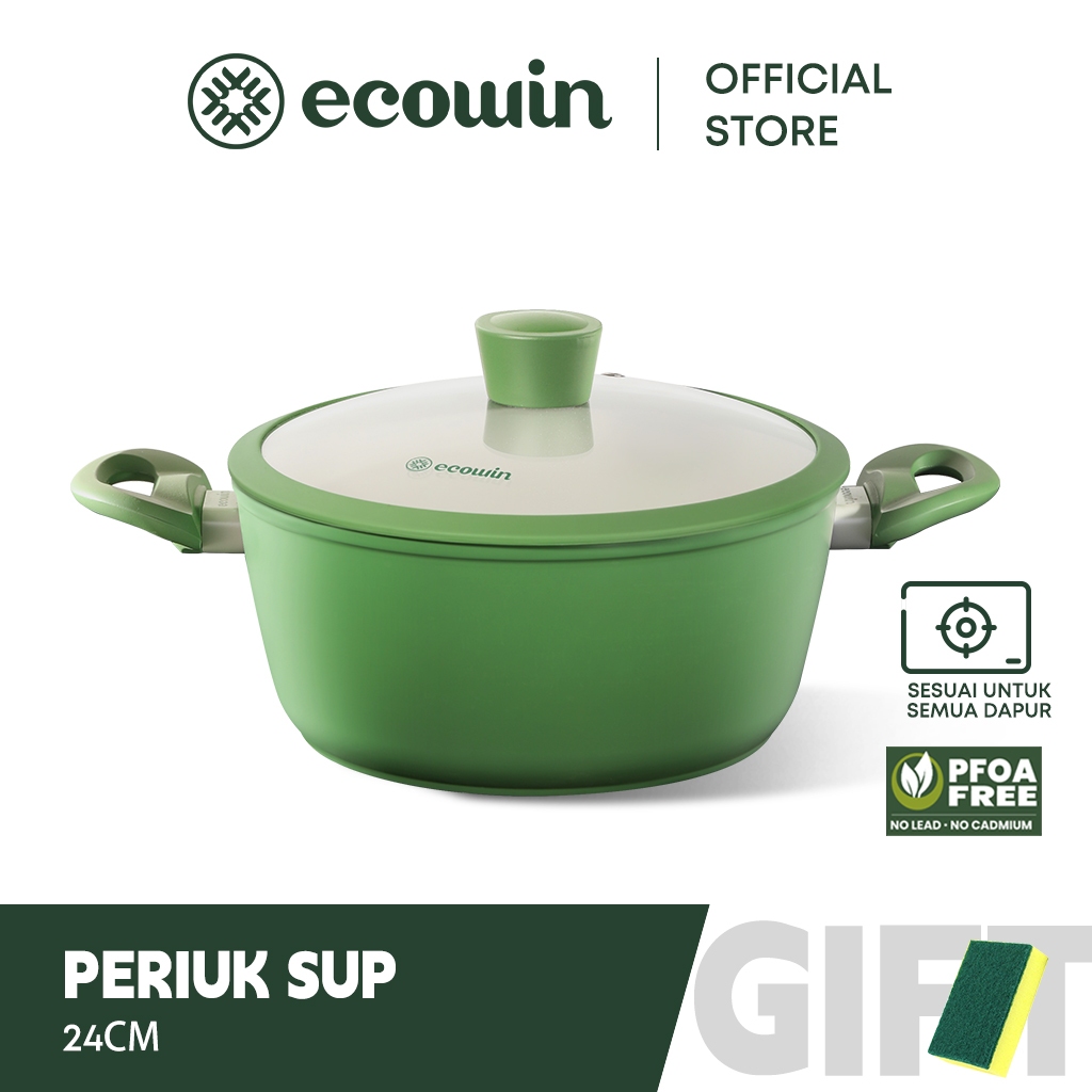 Ecowin Cookware Forest Series Non-Stick Soup Pot 24cm Periuk Sup Periuk ...