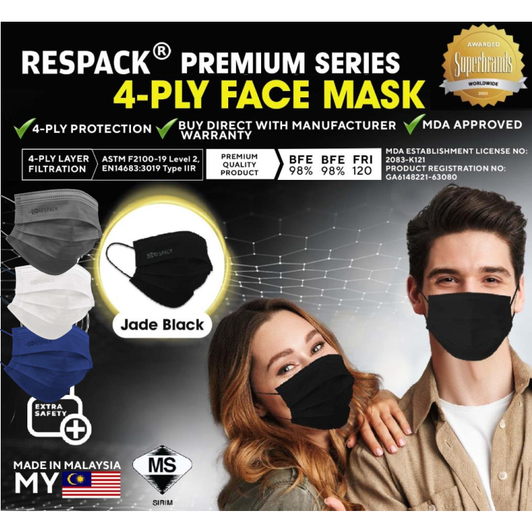 Respack 4-Ply Premium Surgical Face Mask 50pcs 四层式医用口罩 | Shopee Malaysia