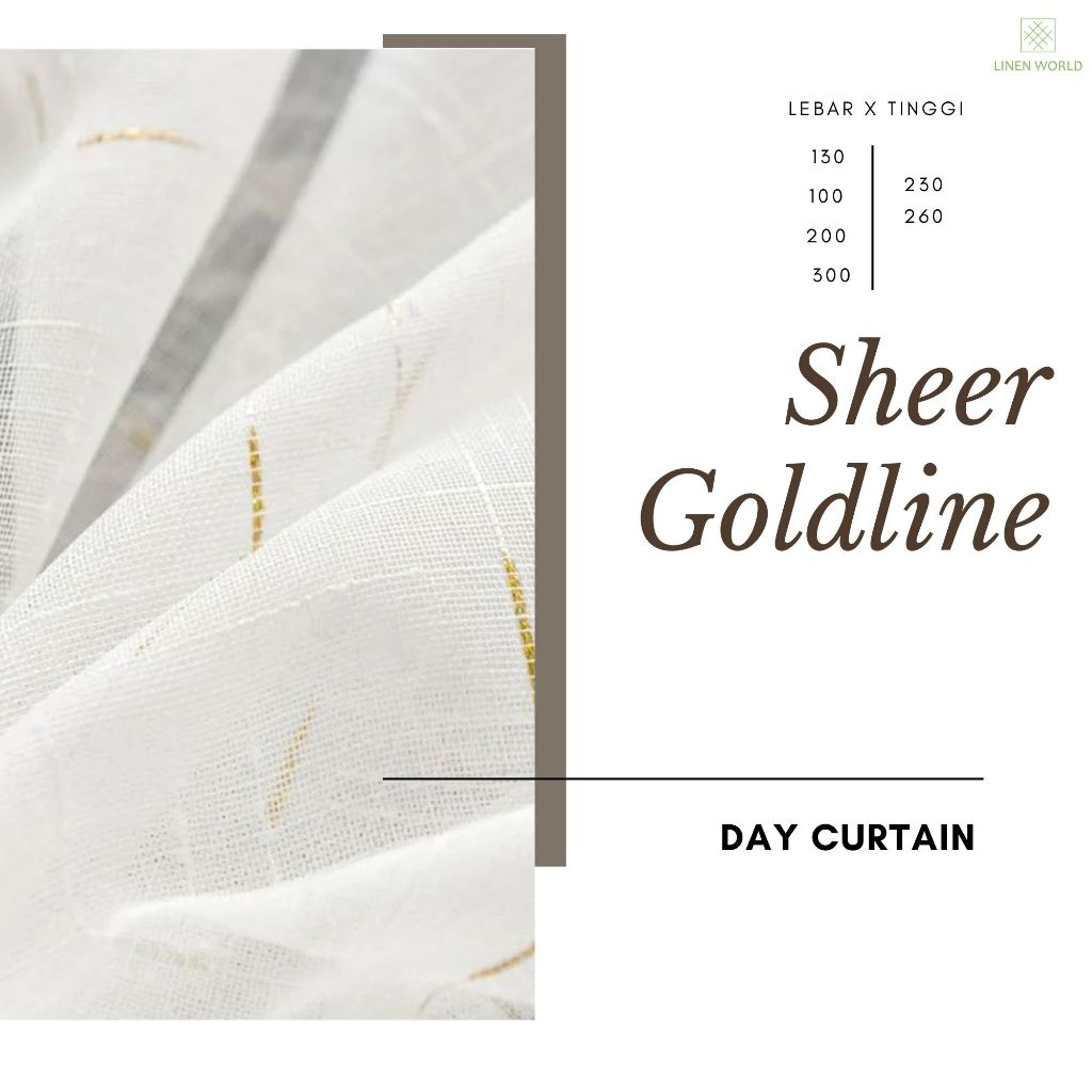 Langsir Premium Sheer Gold Line Corak Garisan Gold Sulam Siap Jahit ...