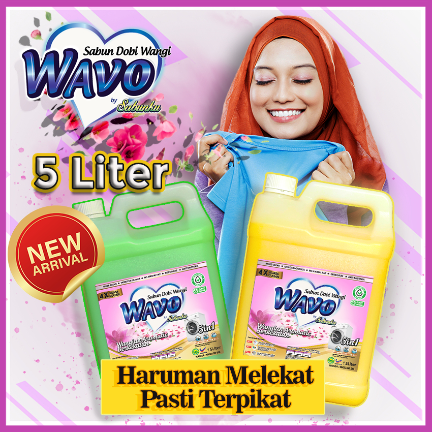5Liter Sabun Dobi Wangi WAVO 5kg (wangian terbaru) (Pelembut + Pewangi ...