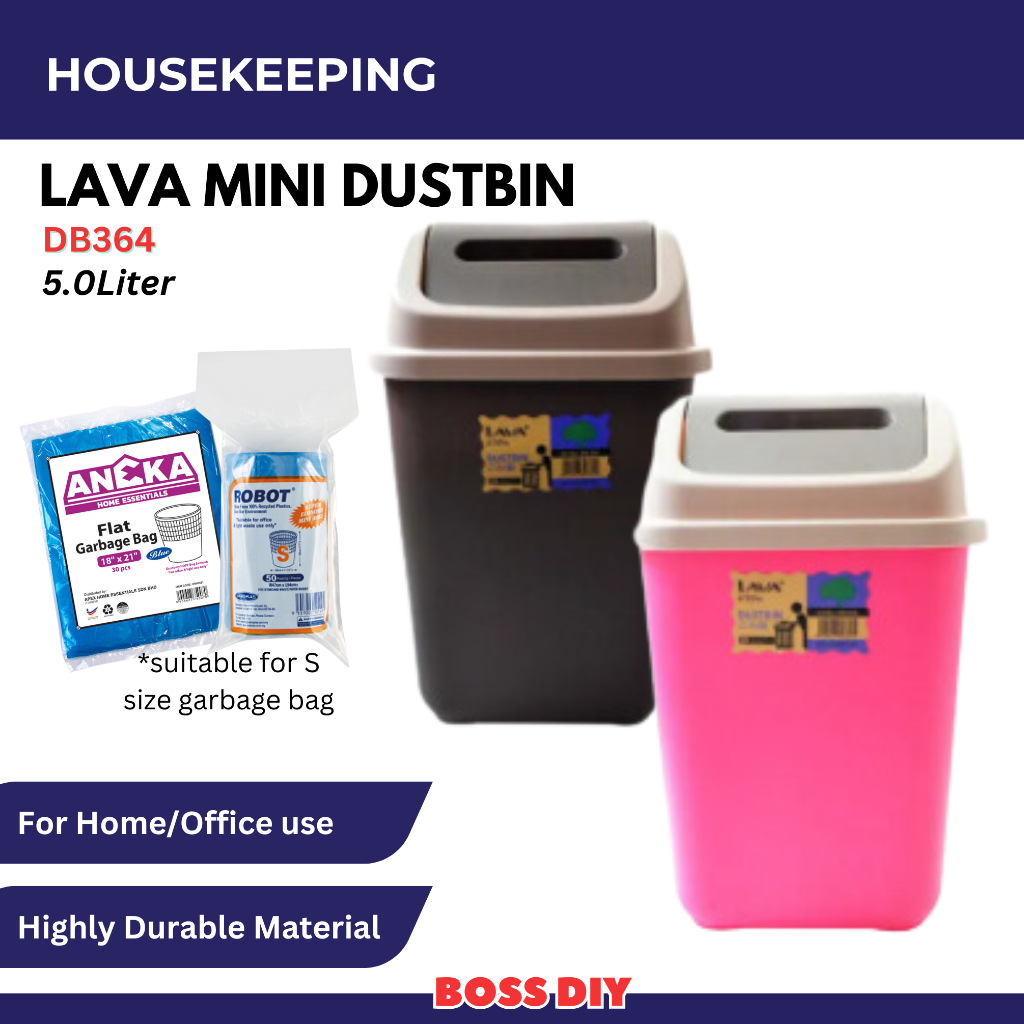 LAVA Swing Small Dustbin 5L (DB364) Tong Sampah Plastik Kecil | Shopee ...