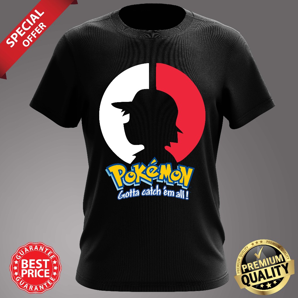 BAJU ANIME ASH POKEMON T-SHIRT LENGAN PENDEK ROUNDNECK COTTON | Shopee ...