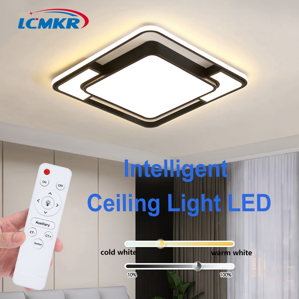 LCMKR Modern Chandelier LED Ceiling Light Square Chandelier Bedroom Lamp Living Room Ceiling ...