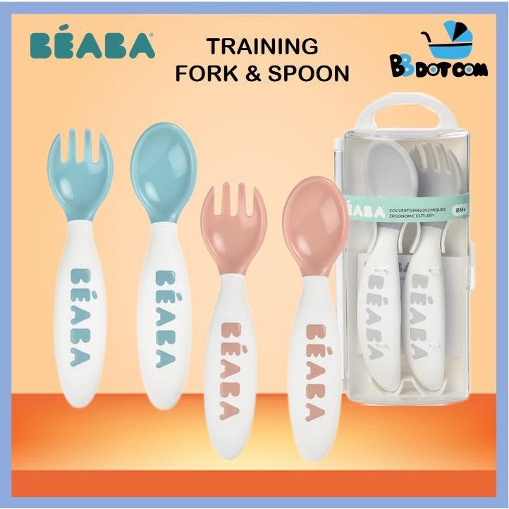 Beaba 2nd Stage Age Ergonomic Cultery Training Fork & Spoon Set With ...
