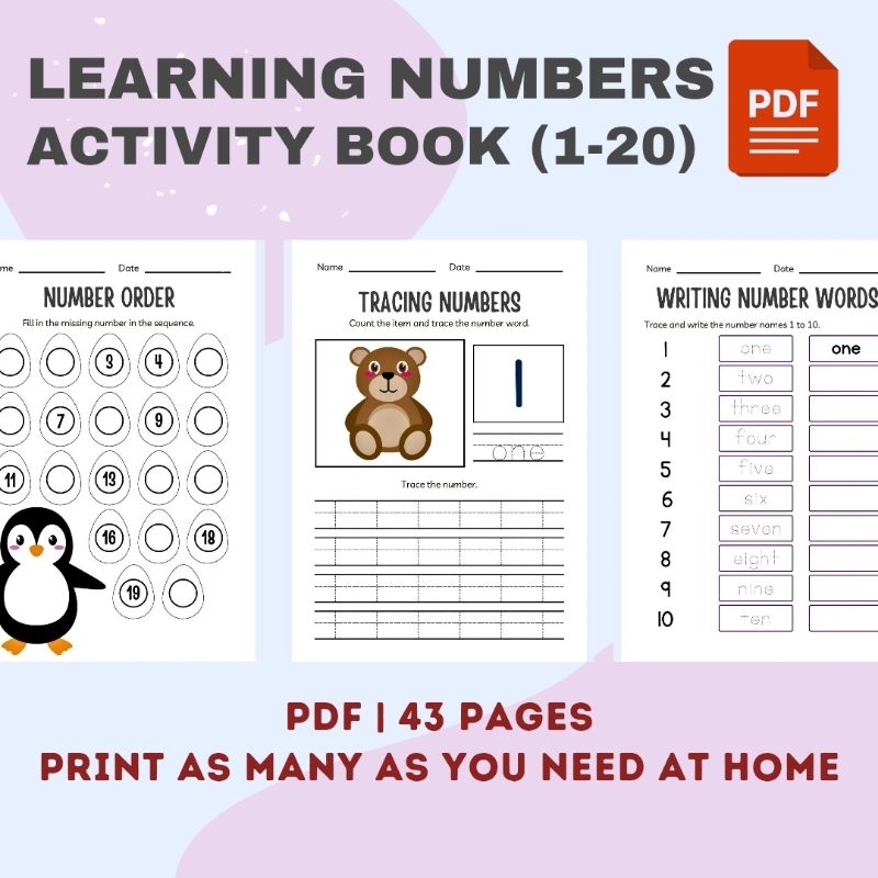 [PDF] LEARNING NUMBERS ACTIVITY BOOK (1-20) - Children Learning ...