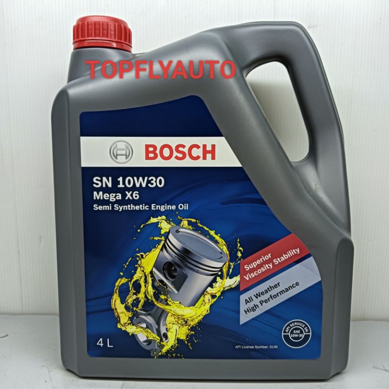 [ORIGINAL] BOSCH SN 10W30 MEGA X6 SEMI SYNTHETIC ENGINE OIL 4L | Shopee Malaysia