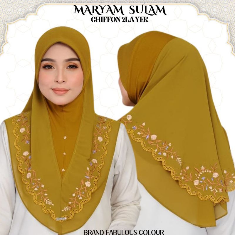 TUDUNG SULAM SARUNG FBLUS CLURS CHIFFON 2LAYER SULAM KERAWANG MARYAM ...