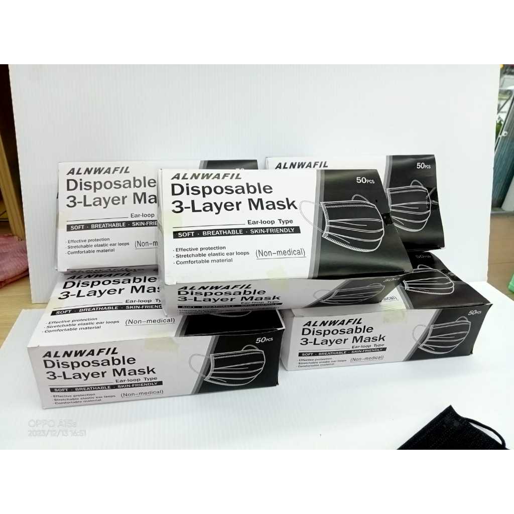 blue &black face mask 50 pcs pe;itup muka 3 ply face mask | Shopee Malaysia