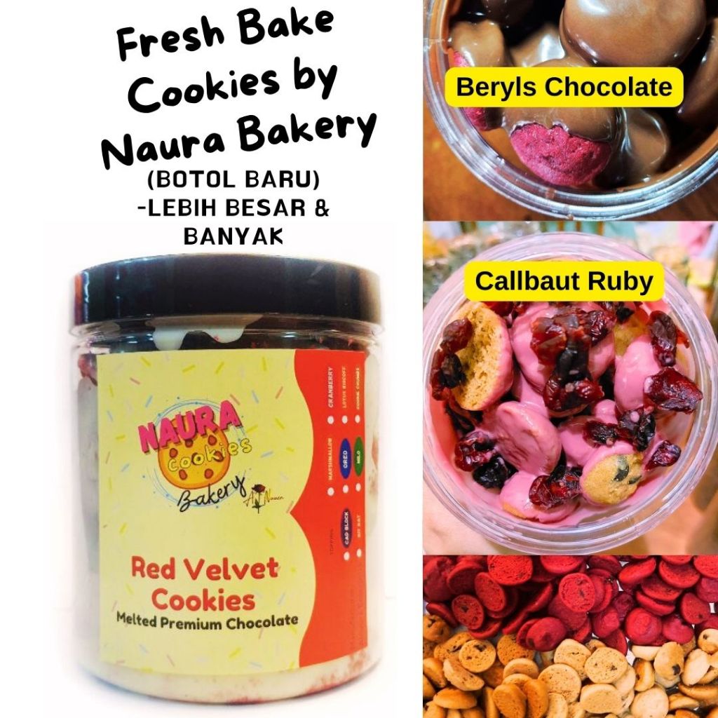RED VELVET COOKIES/Choc chip celup coklat/Fresh Bake Naura Bakery ...