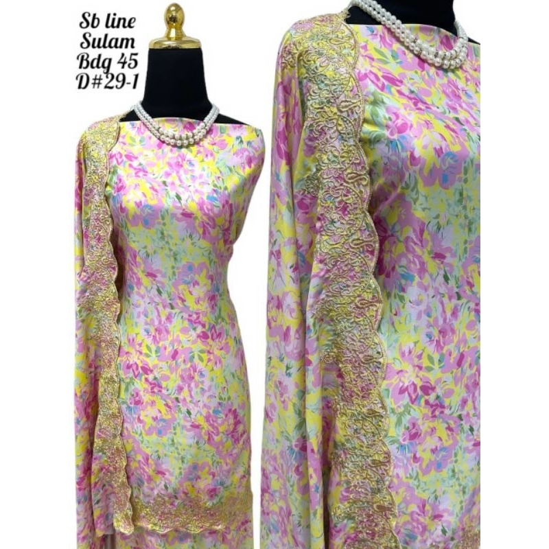 KAIN PASANG SB LINE COTTON PRINTED SULAM-Siap potong 4m/3.5m/Bidang45 ...