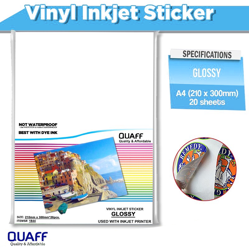 Quaff Vinyl Inkjet Sticker DIY Label Sticker Cartoon Sticker A4 Size ...