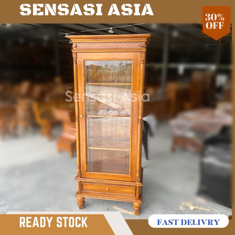 ALMARI HIASAN JATI ALMARI HIASAN KAYU JATI INDONESIA 1,2,3 PINTU ...