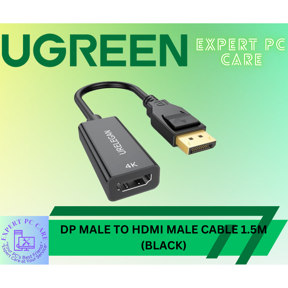 UGREEN DP MALE TO HDMI MALE CABLE 1.5M (BLACK) | Shopee Malaysia