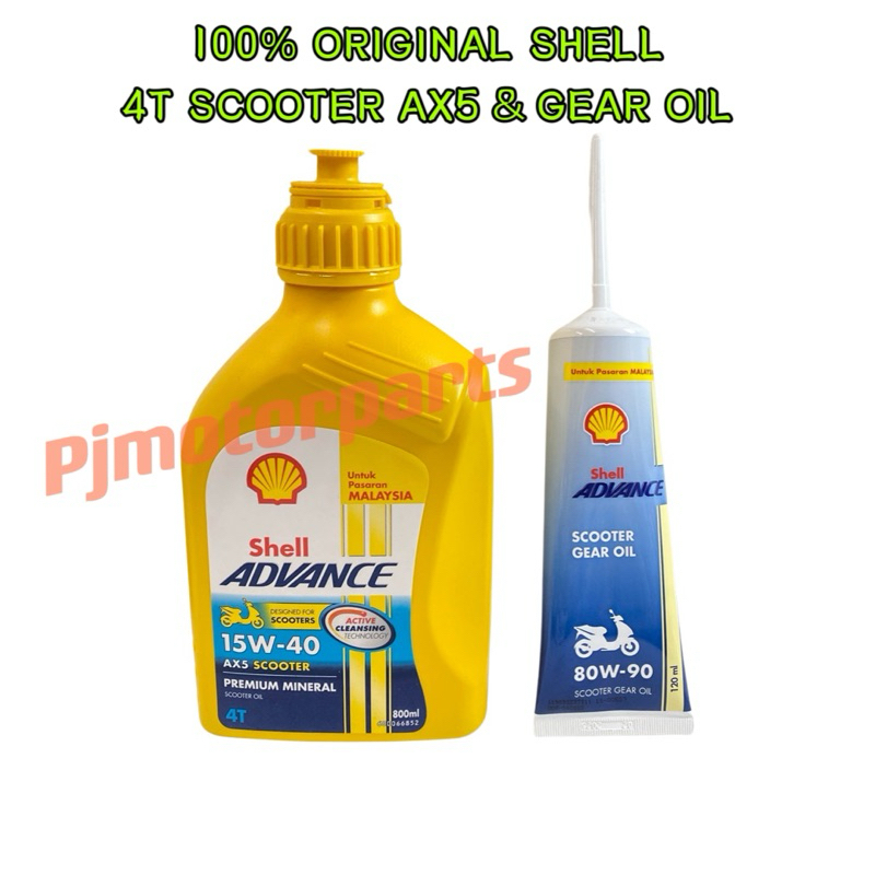 ( 100% ORIGINAL SHELL ) 4T SCOOTER AX5 ADVANCE 15W-40 0.8L 800ML & GEAR ...