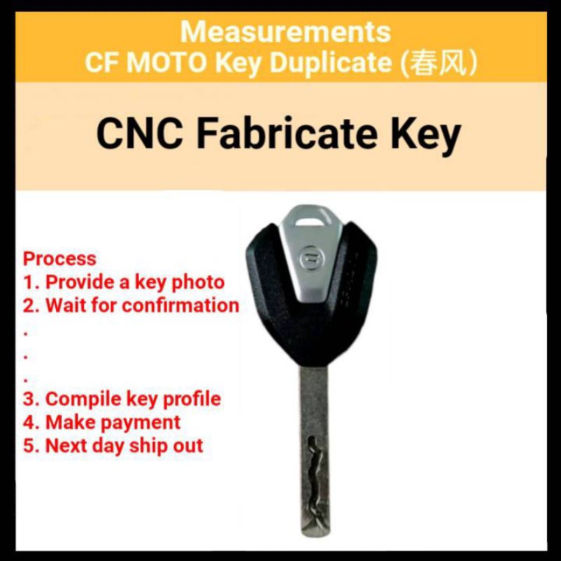 CFMOTO Superbike CF450SR new key inner cut CNC copy duplicate | Shopee ...