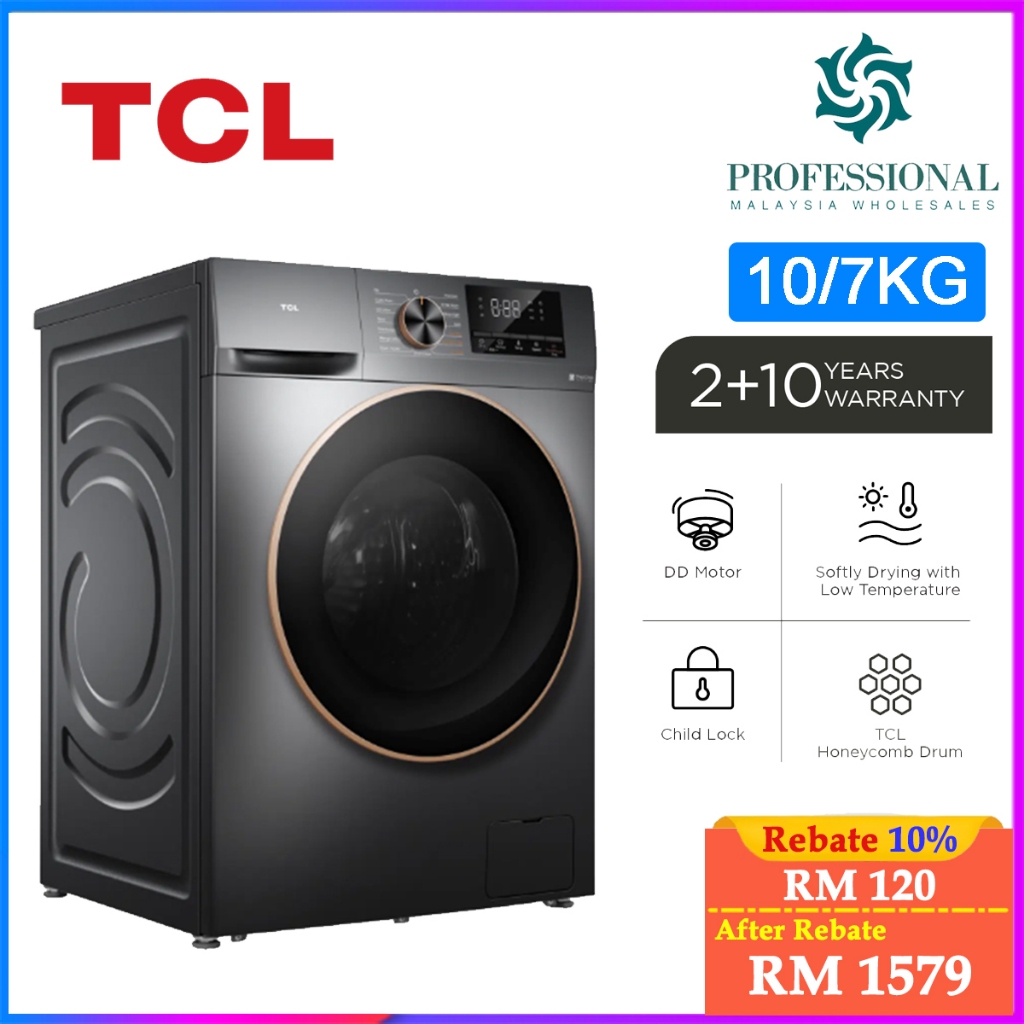 【SHIPPING FREE】TCL 10kg/7kg Inverter Direct Drive Washer and Dryer ...