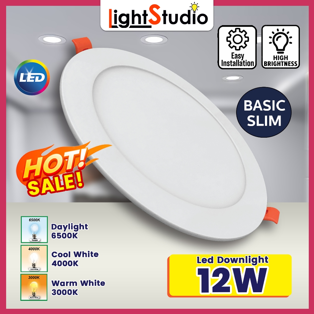NEW STOCK!!! BASIC SLIM LED Downlight 12W/18W (Round/Square) | Shopee ...